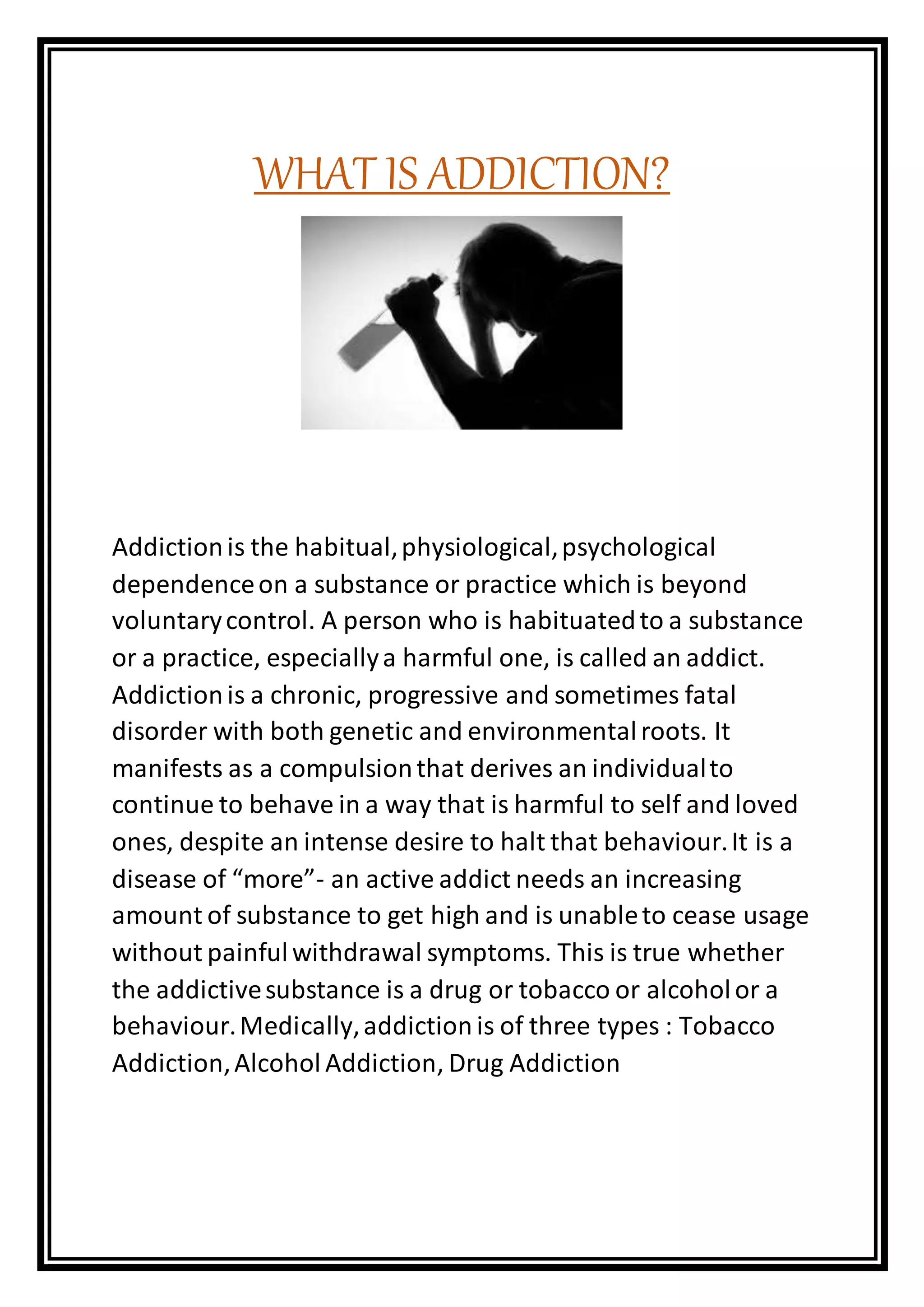 bio investigatory project on addiction class xii | DOCX