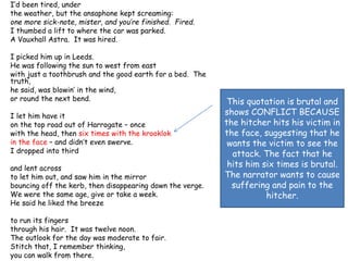 Yr10 lesson 1 hitcher | PPTX | Poetry | Books and Literature