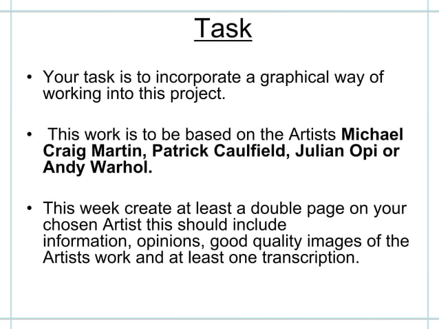 Yr 11 collections graphical artist 2012 | PPT