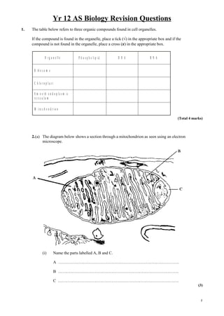 Yr 12 as bio revision unit 2 | RTF