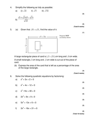 Summer Task - MATHS - Yr 12 preparation | PDF
