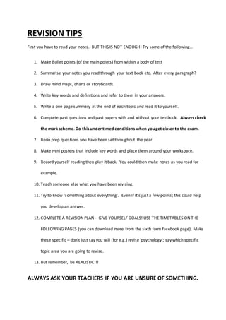 Yr 13 revision pack | DOCX