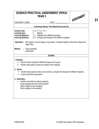 Yr3 science practical assessment | DOC