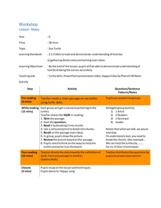 Lesson Note for Year 6 | DOCX | Education