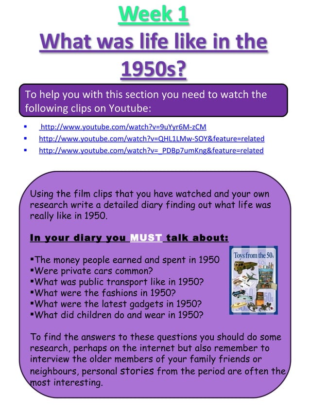 Yr 7 britain in the 1950s project revised jan 2011 | PDF