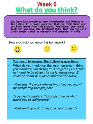 Yr 7 britain in the 1950s project revised jan 2011 | PPT