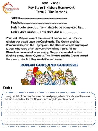 Yr 7 roman homework level 5 and 6 | PPTX