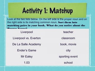 Yr8 t2 literacy less 2 proper nouns | PPT