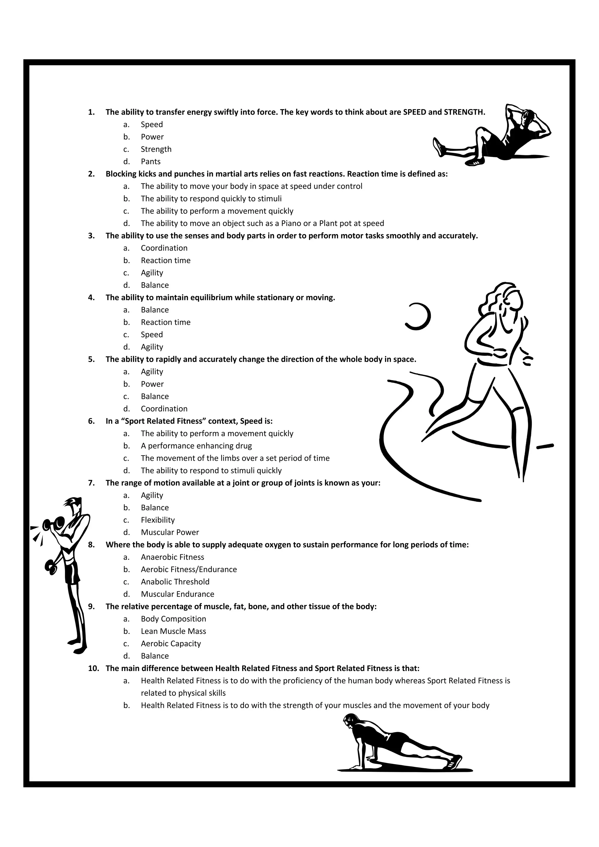 Yr 9 fitness quiz | PDF | Bodybuilding | Sports