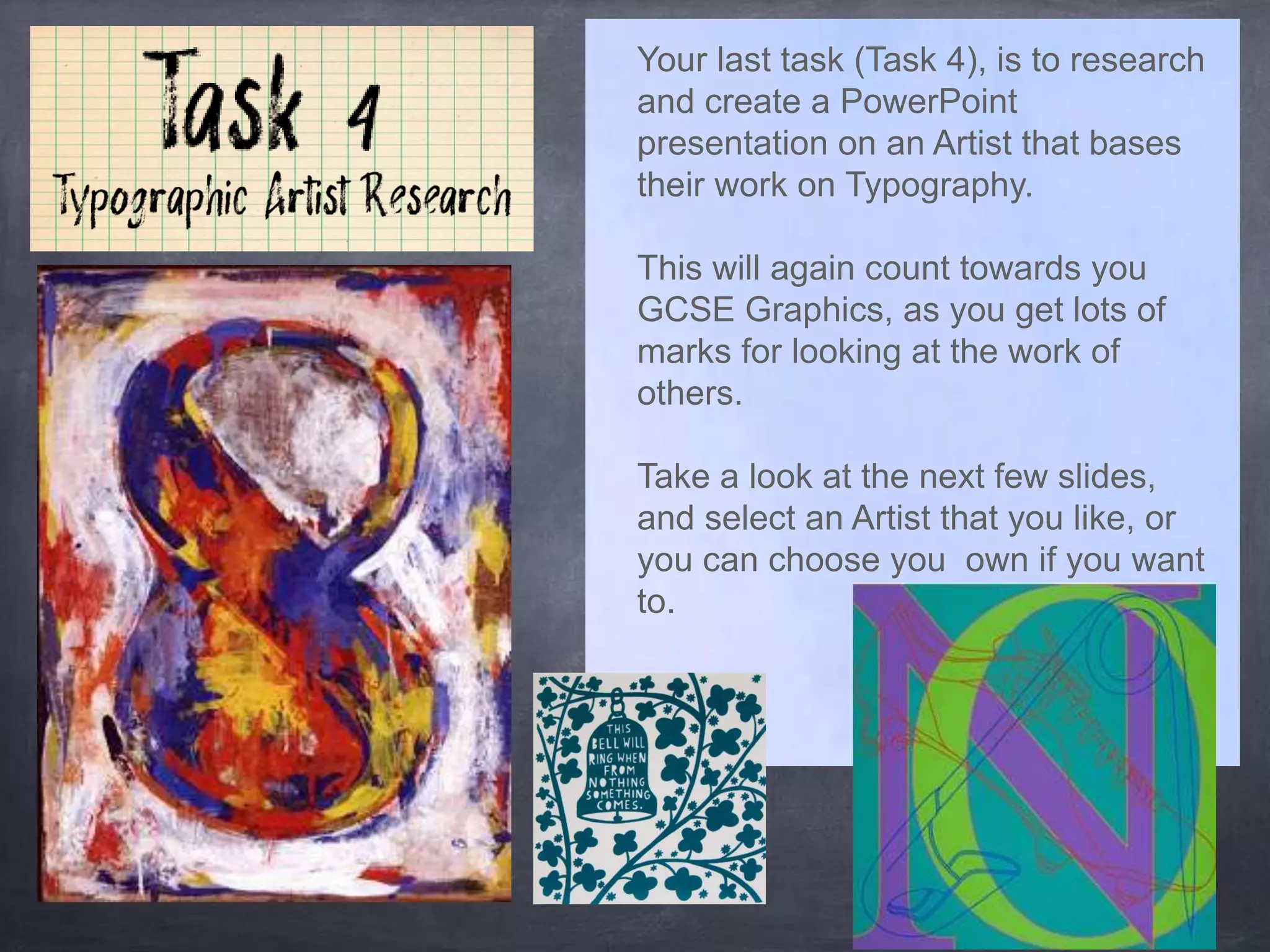 Yr9 gcse graphics task 4 artist research | PPT