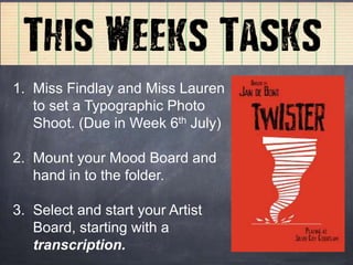 Yr9 gcse graphics typography artists task 14th june | PPT