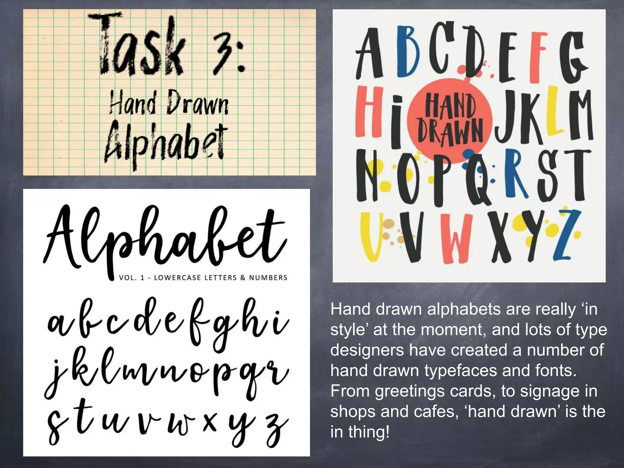 Yr9 gcse graphics typography project task 3 handrawn alphabet | PPT