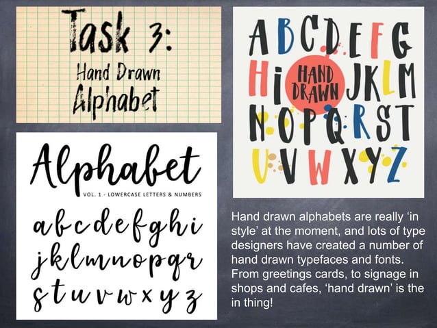 Yr9 gcse graphics typography project task 3 handrawn alphabet | PPT