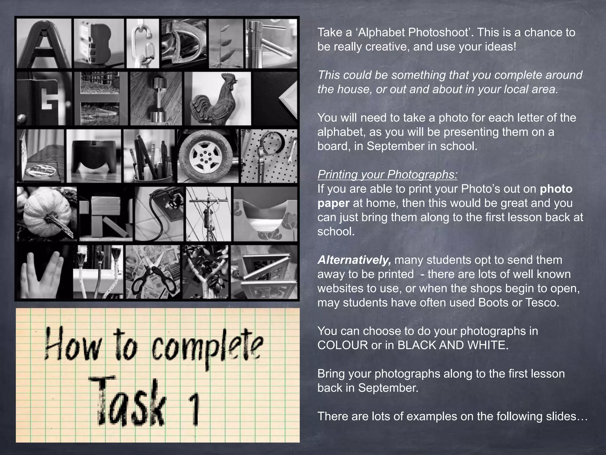 Yr9 gcse graphics typography task 1 photographic alphabet | PPT