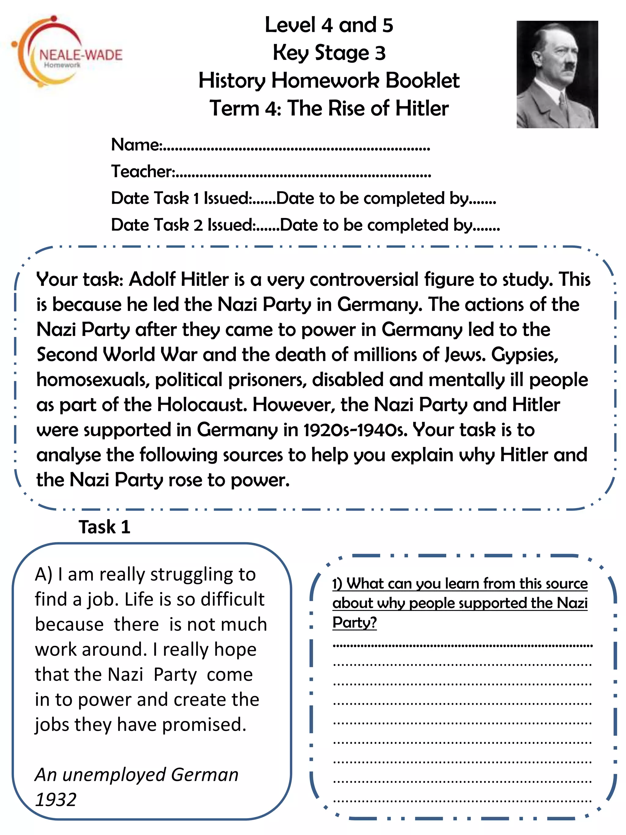 Yr 9 hitler homework 4 and 5 | PDF