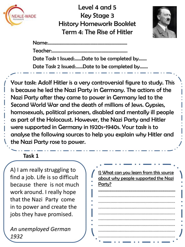 Yr 9 hitler homework 4 and 5 | PDF
