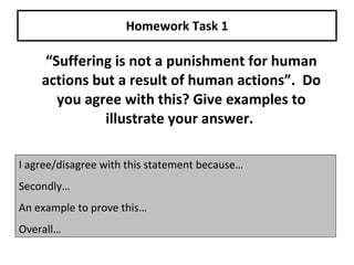 Yr 9 rs homework booklet evil and suffering | PPT