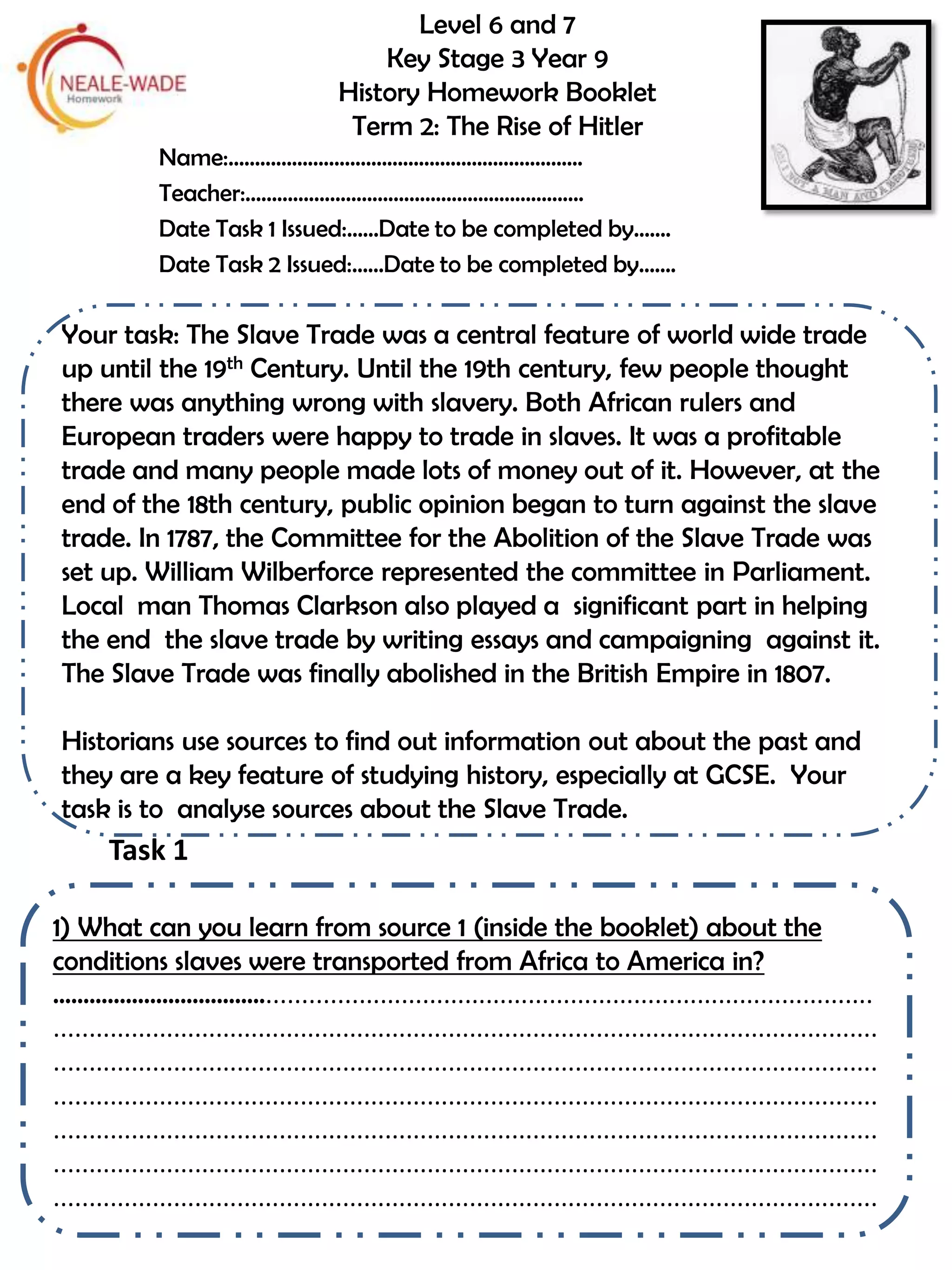 Yr 9 slavery homework 6 and 7 | PPTX