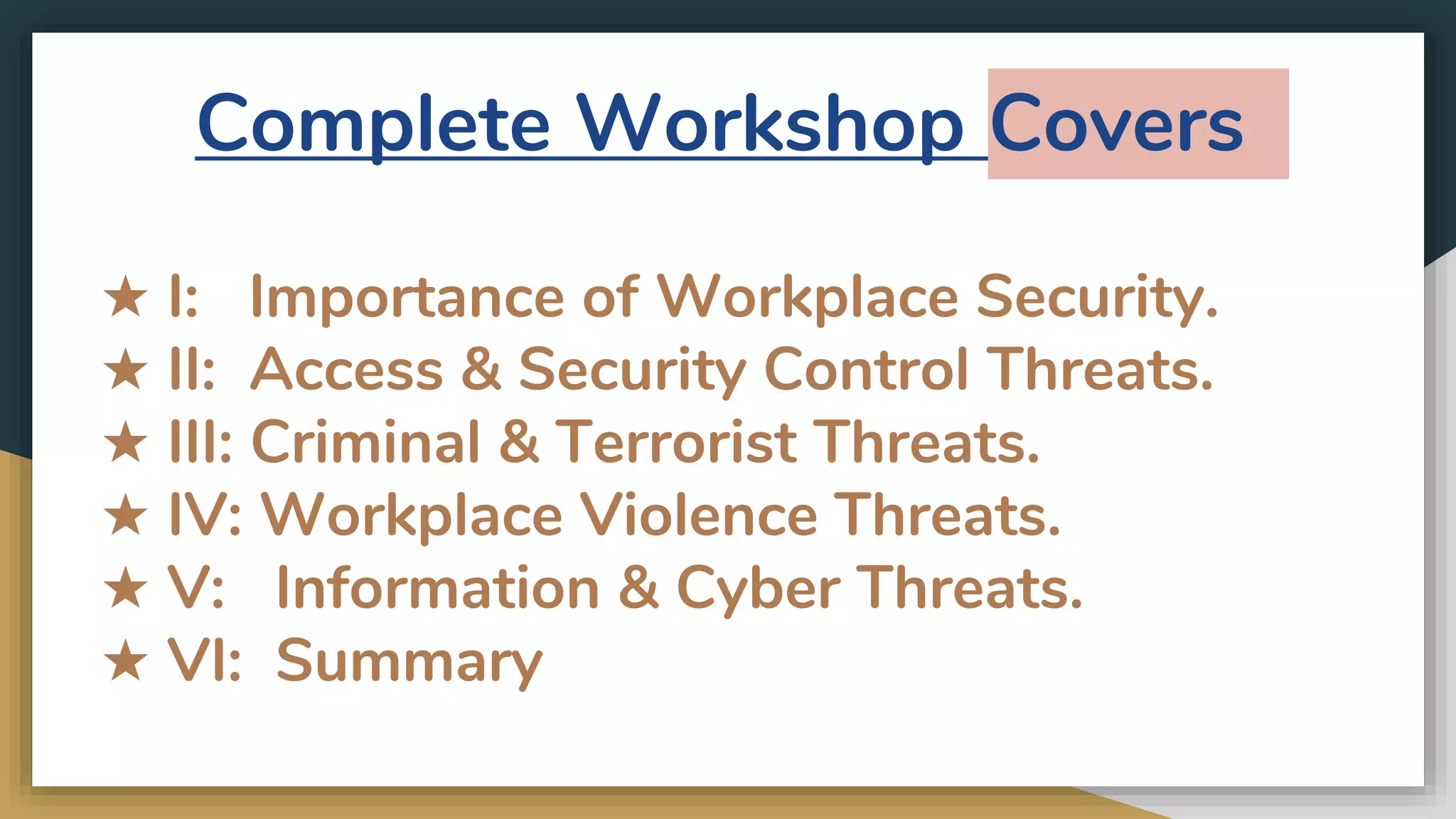 Workplace Security Awareness-Part 1 | PPTX