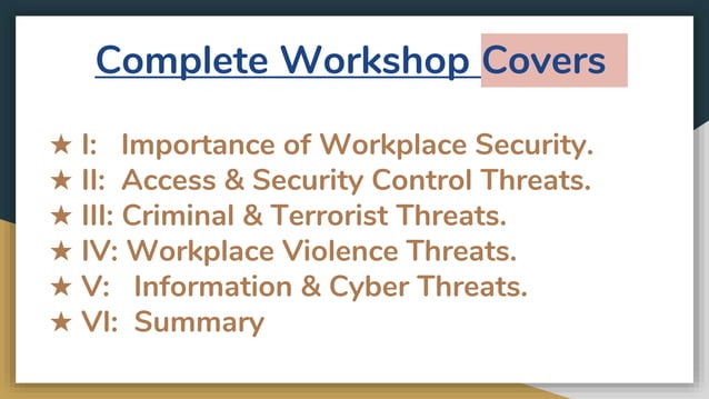 Workplace Security Awareness-Part 1 | PPTX