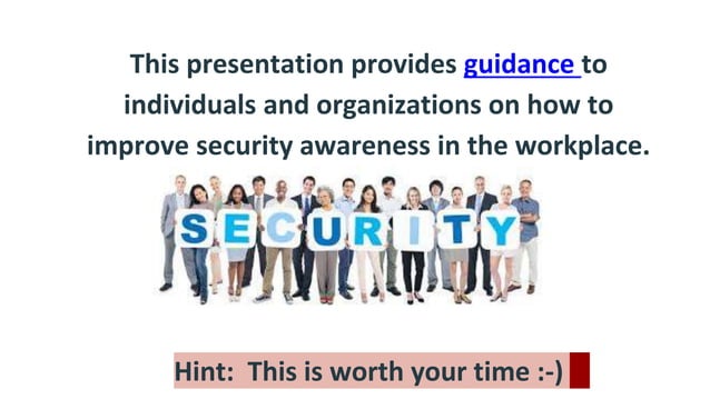 Workplace Security Awareness-Part 1 | PPTX