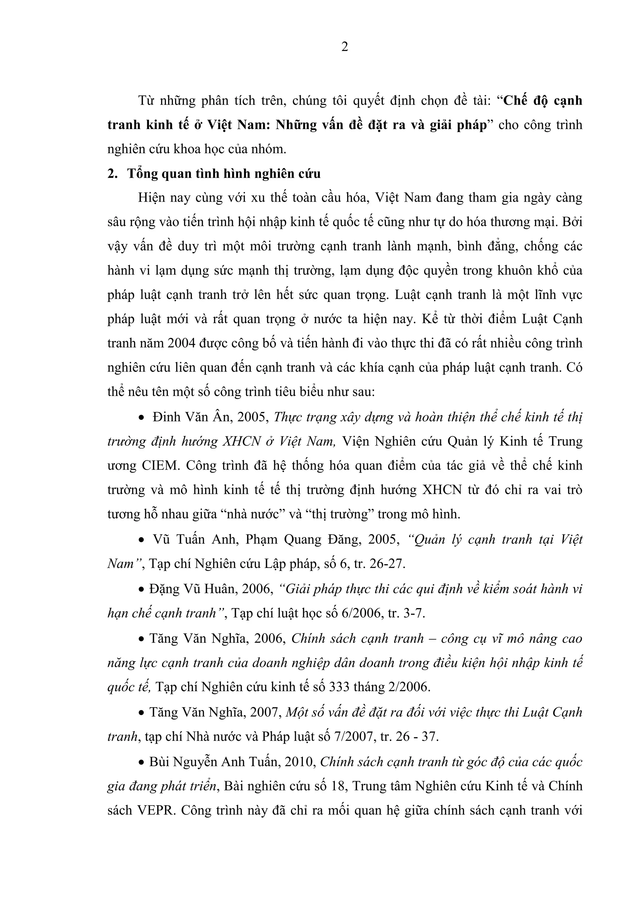 Chế độ cạnh tranh kinh tế ở việt nam những vấn đề đặt ra và giải pháp | PDF