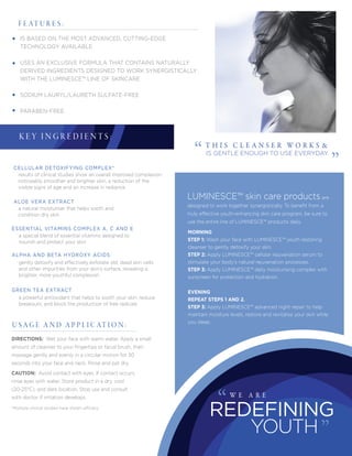 LUMINESCE™ YOUTH RESTORING CLEANSER | PDF | Skin and Dermatology ...
