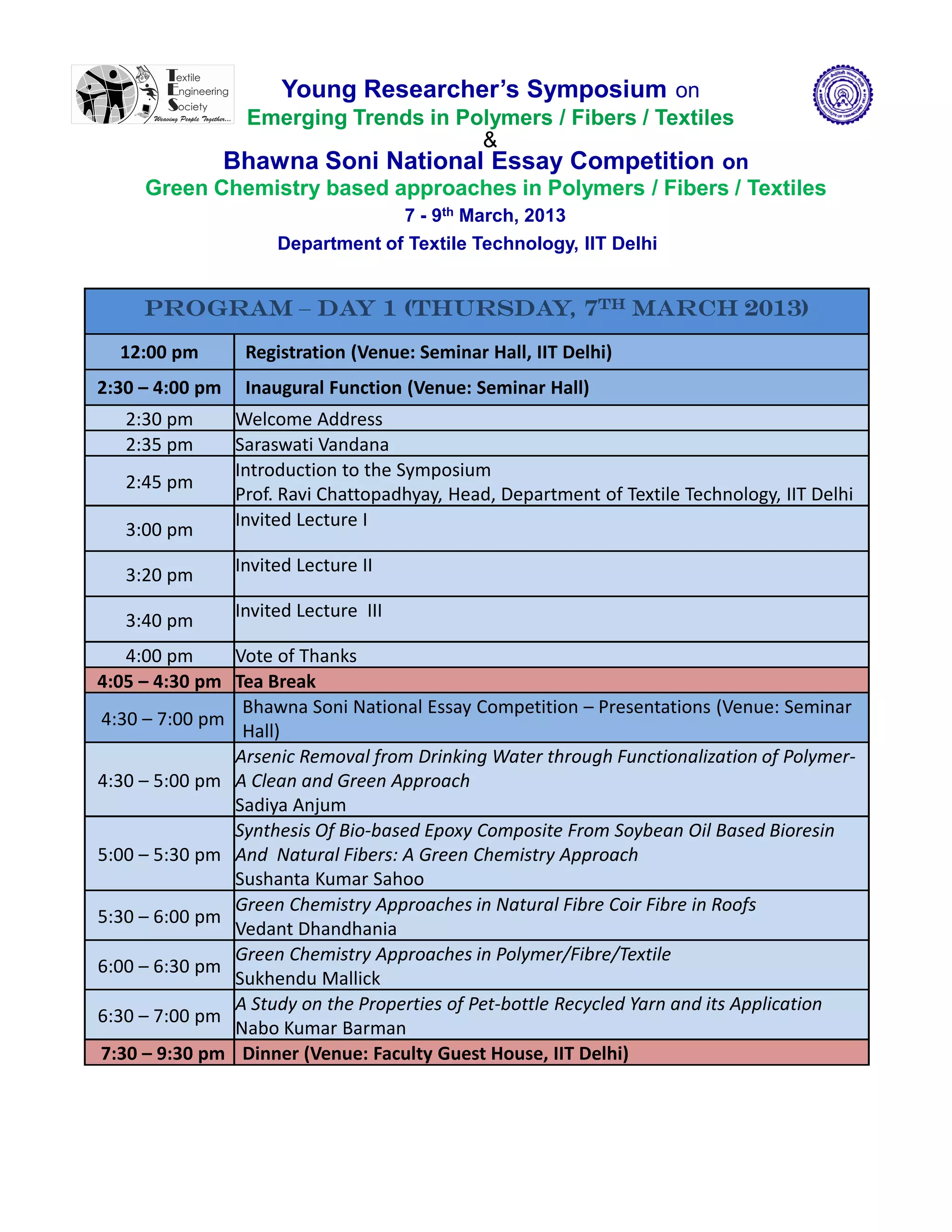 Yrs13 tentative program | PDF | Chemistry | Science
