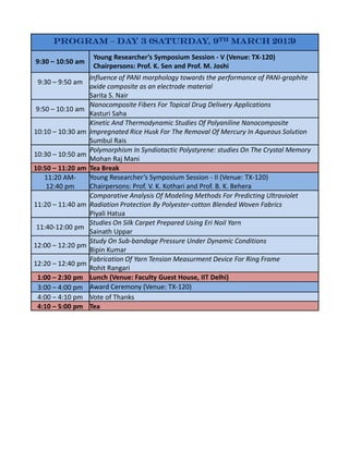 Yrs13 tentative program | PDF | Chemistry | Science