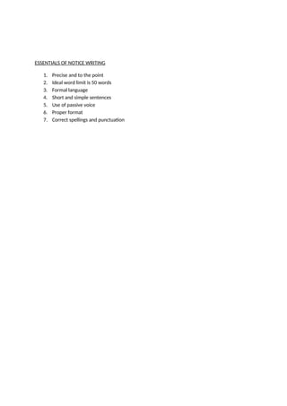 NOTICES: Notice writing for Graduation level students | DOCX