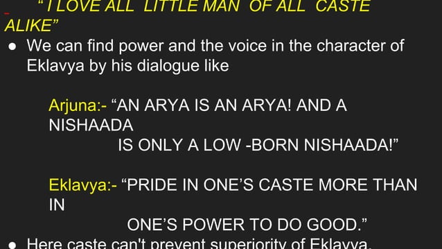 Eklavya in the_mahabharata_the_purpose | PPTX | Fantasy | Genres