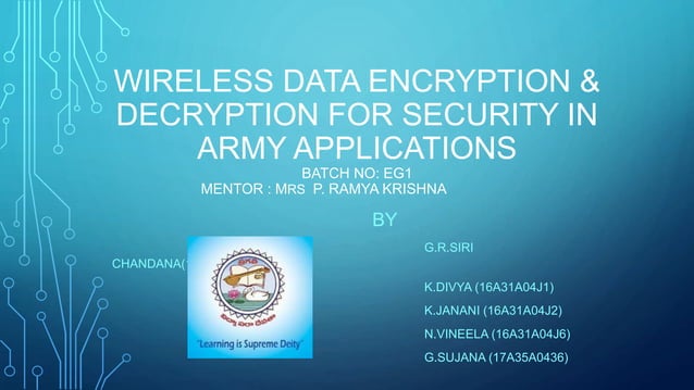 Wireless Encryption And Decryption In Army Applicationspptx Computer