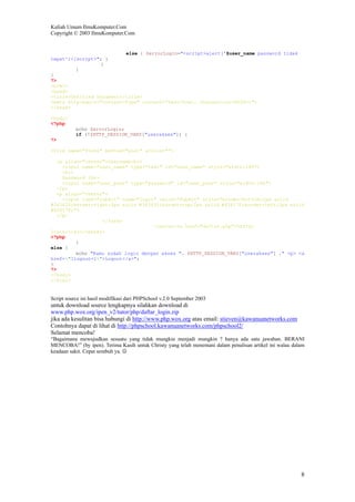 Php form register / login | PDF