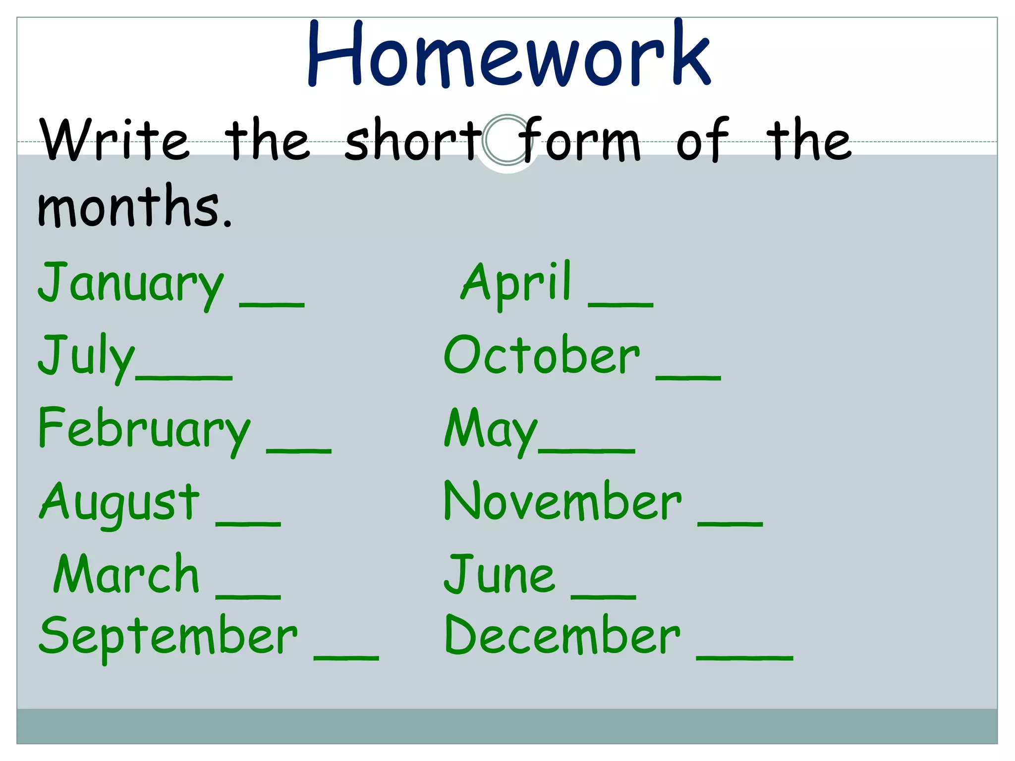 Months of the year | PPTX
