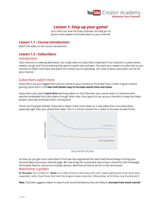 Youtube Academy - Lesson 1 | PDF