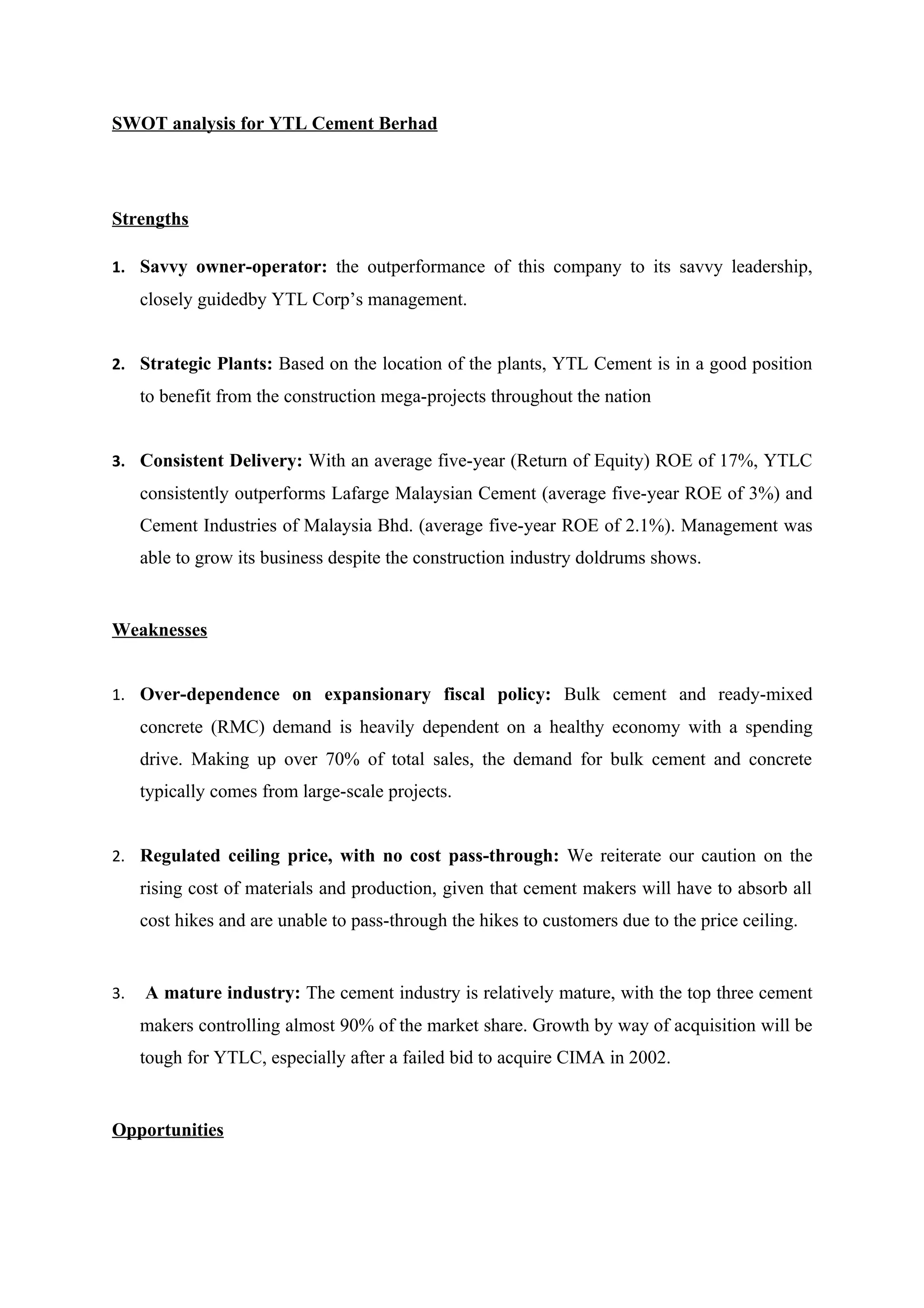 Ytl cement berhad | DOC