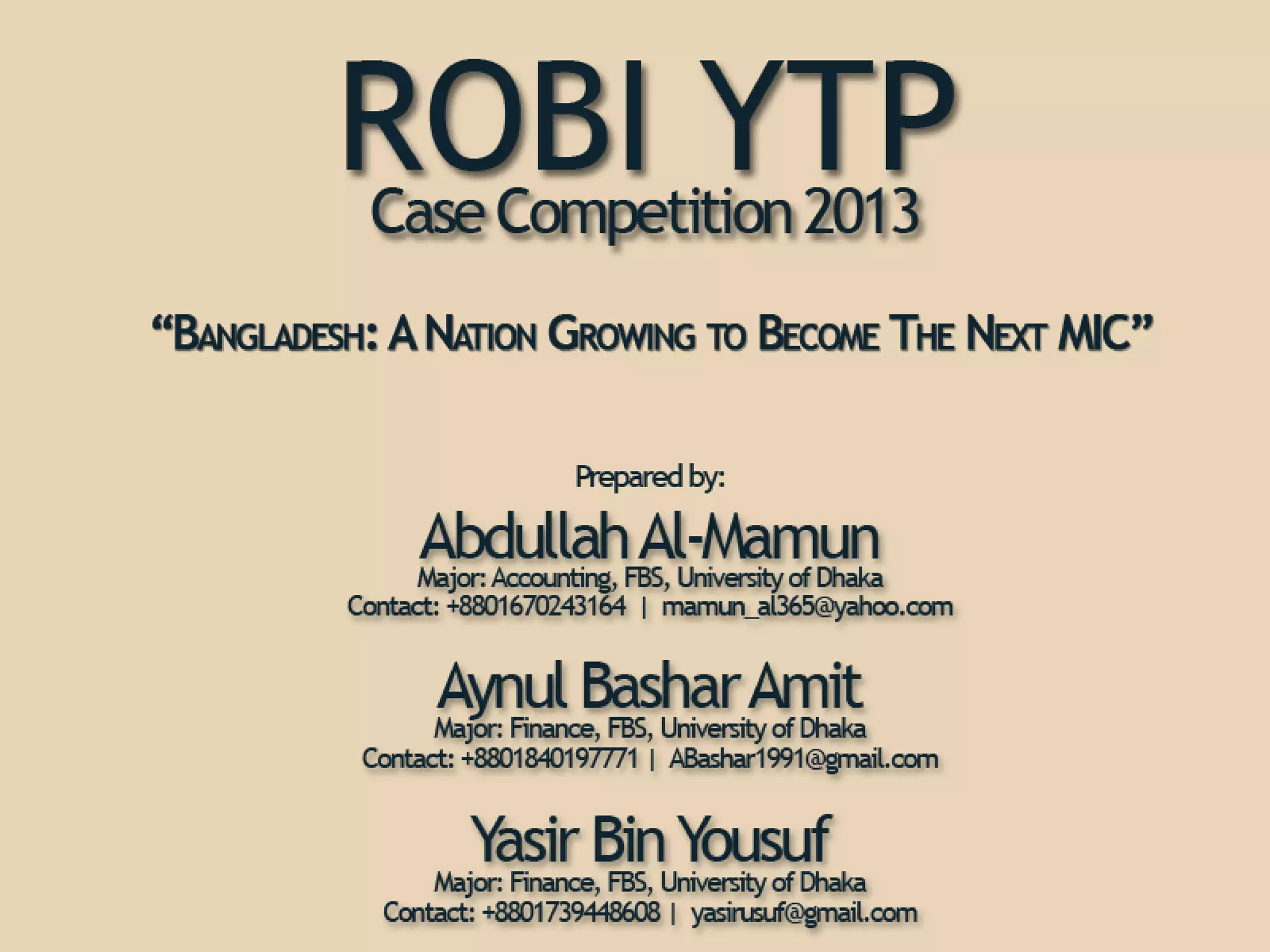 Robi YTP Intra-University Round | Dhaka University | PPT