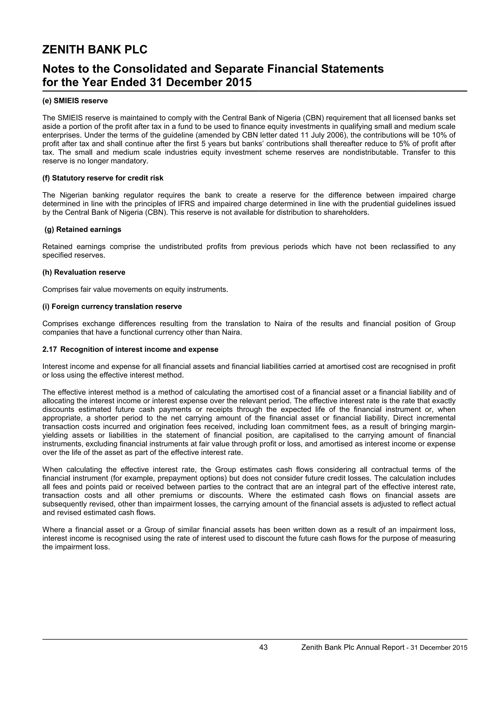 Zenith bank annual report 2015 | PDF