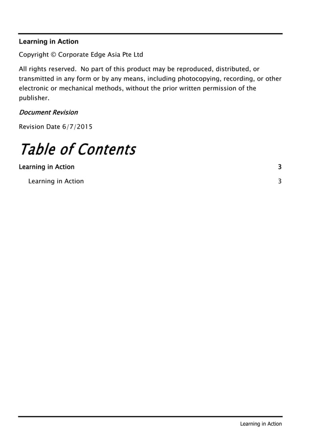 Learning in action session handout | PDF