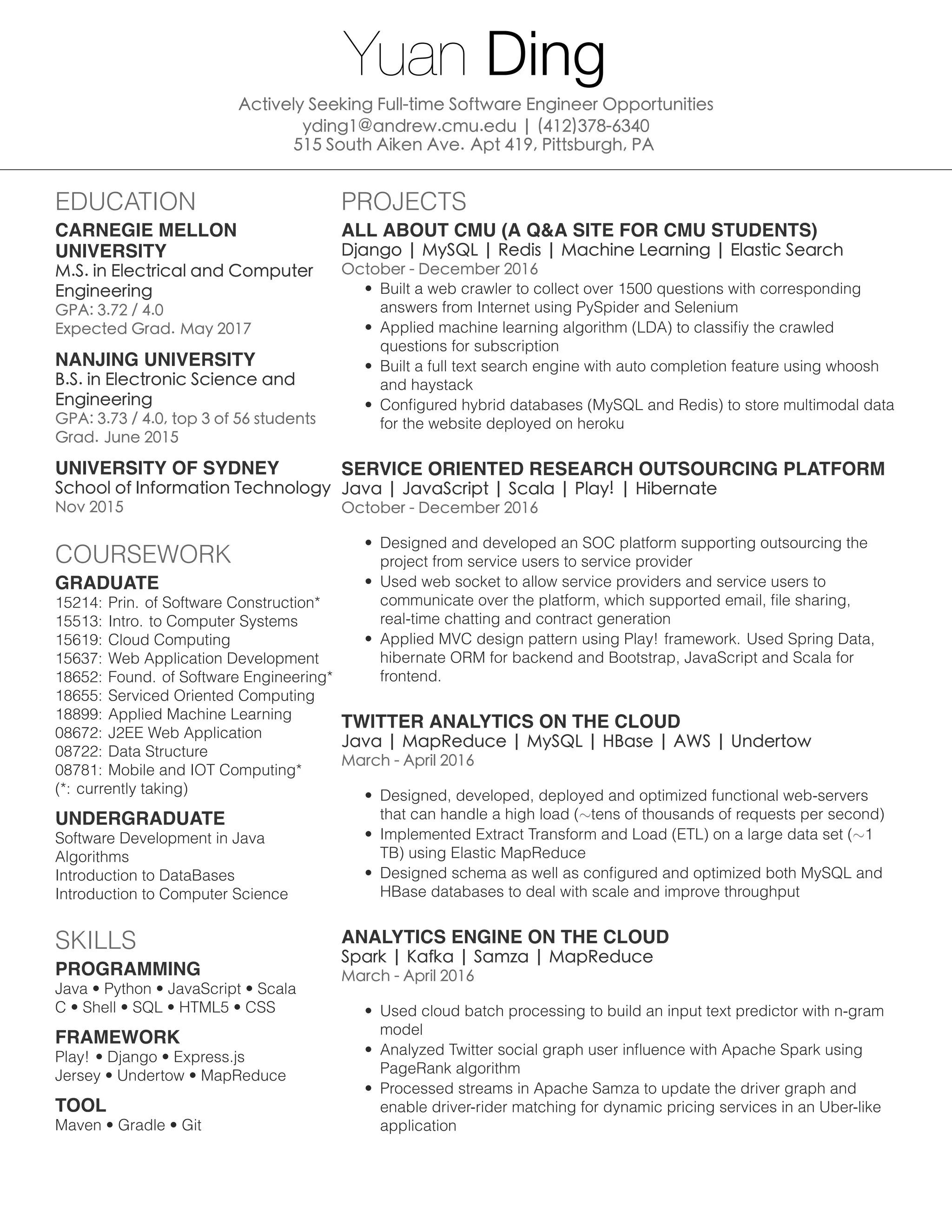 Yuan ding resume | PDF