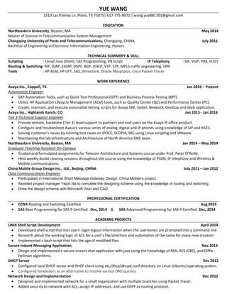 Yue wang resume2016 | PDF