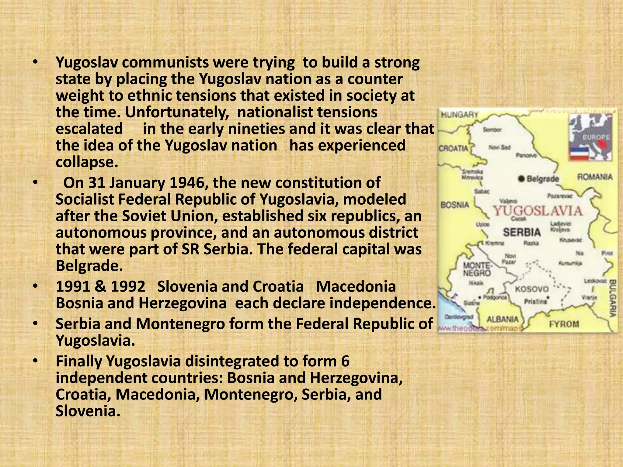 Disintegration of Yugoslavia | PPTX