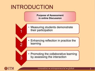Assessment of Participation Using Rubric for Online Discussion | PPT