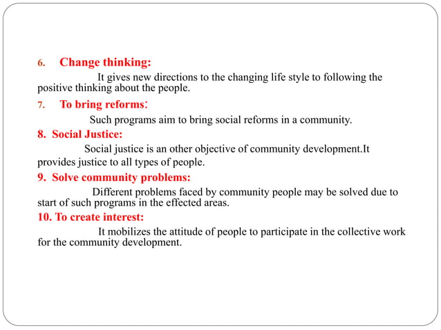 Objectives of Community Development | PPTX