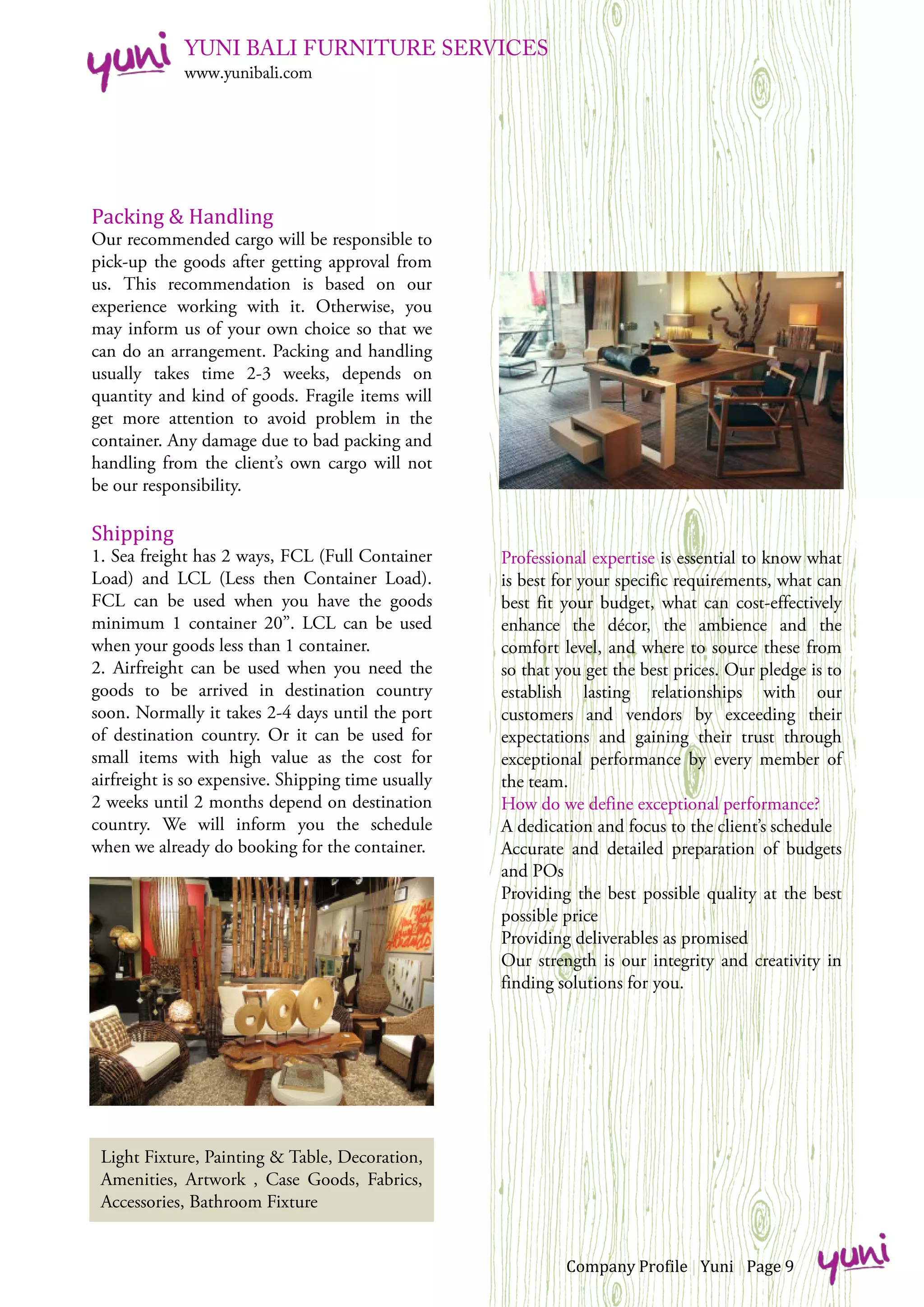 Yuni Bali Furniture - Company Profile | PDF