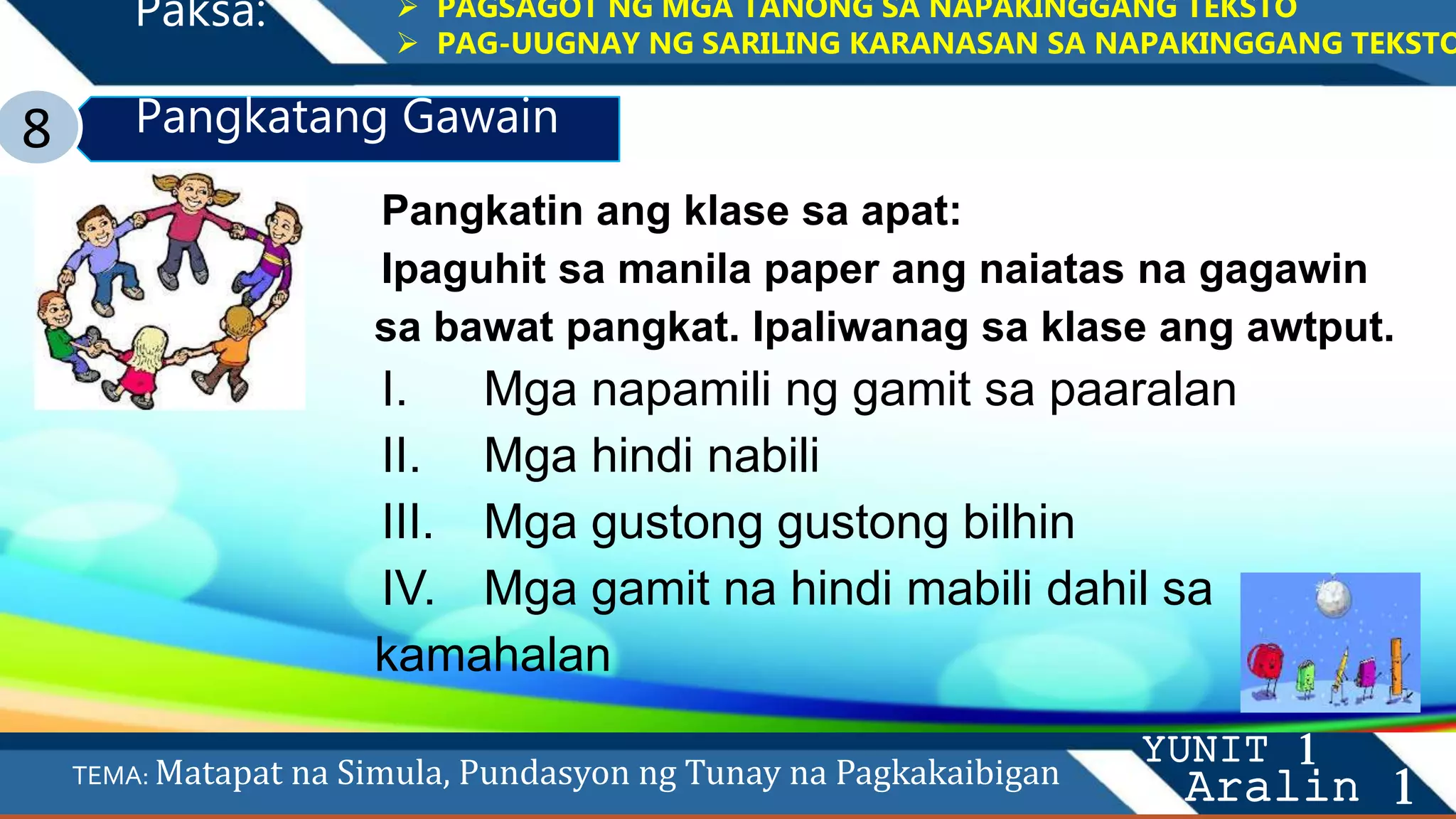 Filipino 5 Grade 5 1st Quarter Yunit 1 Week 1 Day 1 to 5 | PPTX