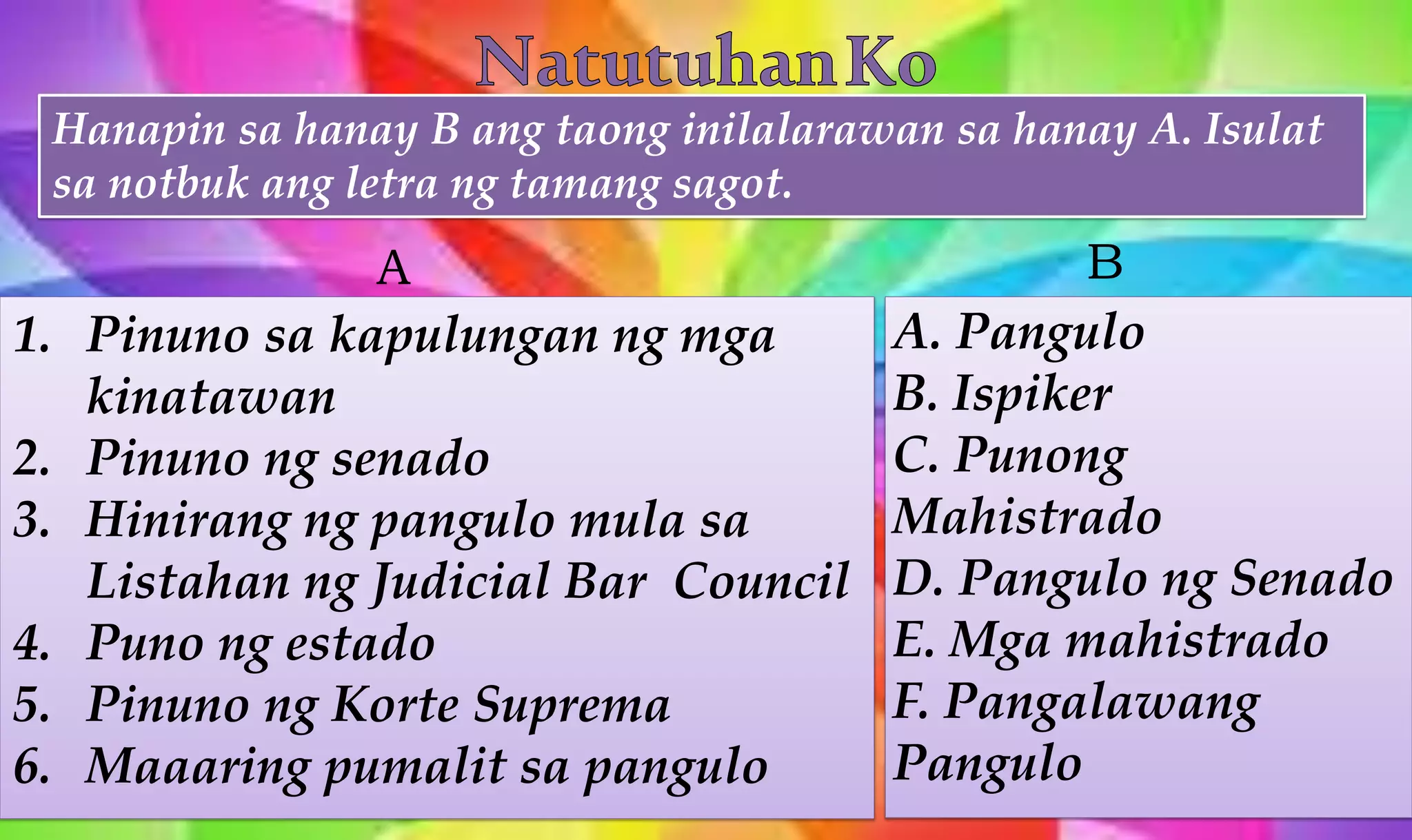 YUNIT III ARALIN 3: Ang mga Namumuno sa Bansa | PPTX