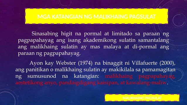 MALIKHAING PAGSULAT- Creative Writing for Grade 12 | PPTX