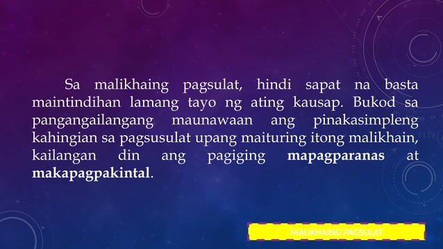 YUNIT II MALIKHAING PAGSULAT for Grade 12 | PPTX