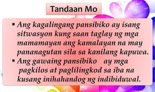 Yunit iv aralin 5 kahulugan at kahalagahan ng gawaing pansibiko | PPTX